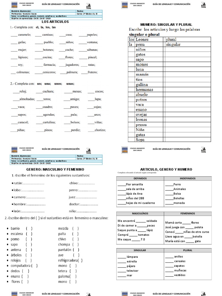 Los Adjetivos, Genero, Numero, Adjetivos y Sustantivos | PDF ...