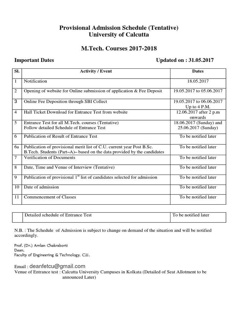 Admission Schedule | PDF | Academia | Further Education