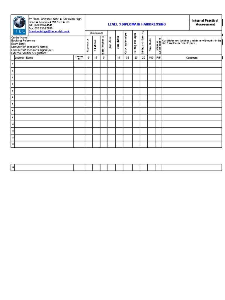 Level 3 Hairdressing Assessment Guide | PDF | Educational Assessment ...