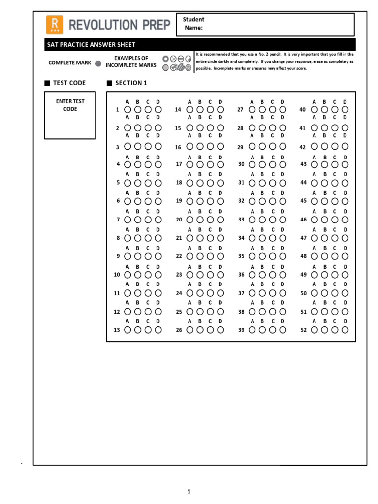 Redesigned SAT Answer Sheet | PDF | Sat | Tests