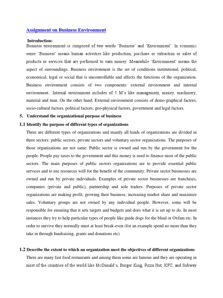 Sample Assignment On Business Environment | PDF | Supply (Economics ...