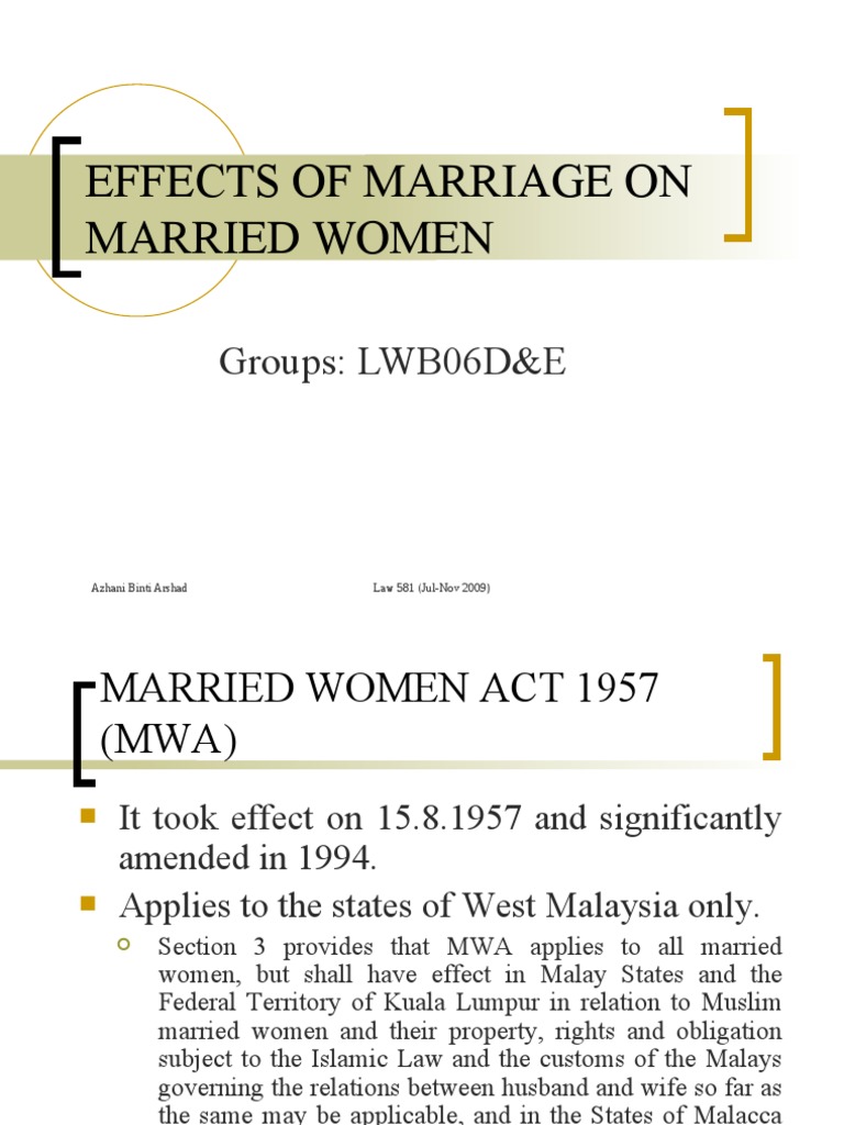 Effect of Marriage On Married Woman | PDF | Wife | Husband