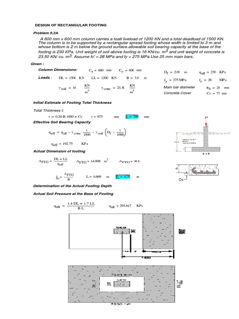 Design of Rectangular Footing - 1 | PDF | Applied And Interdisciplinary ...