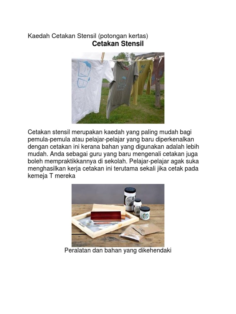 Kaedah Cetakan Stensil | PDF