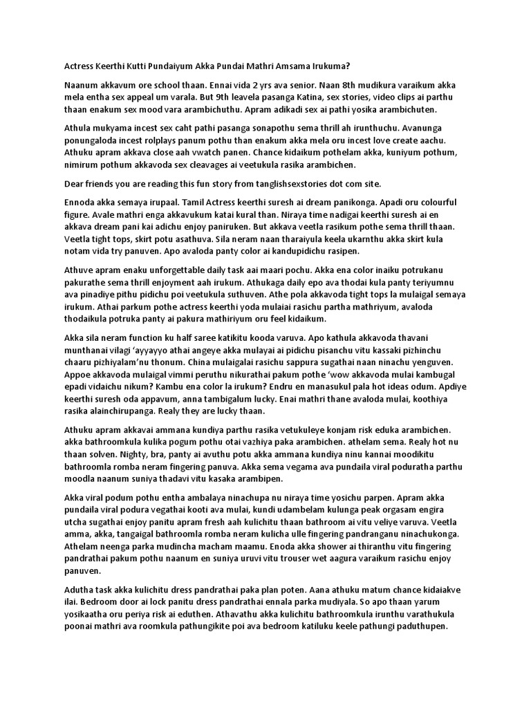 Actress Keerthi Kutti Pundaiyum Akka Pundai Mathri Amsama Irukuma | PDF