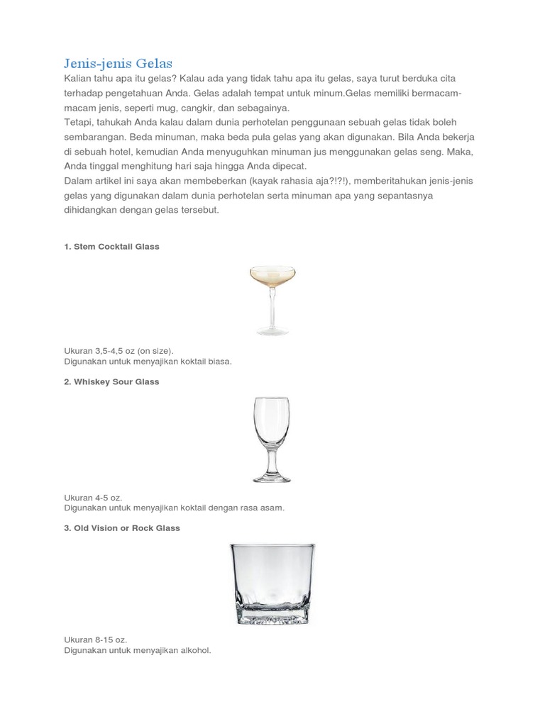 Jenis Gelas Glassware | PDF