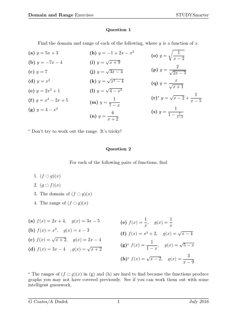 Domain and Range Exercises Solutions 162 | PDF | Theoretical Computer ...