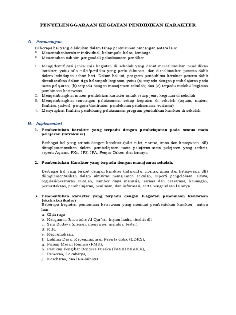 Program Pendidikan Karakter | PDF