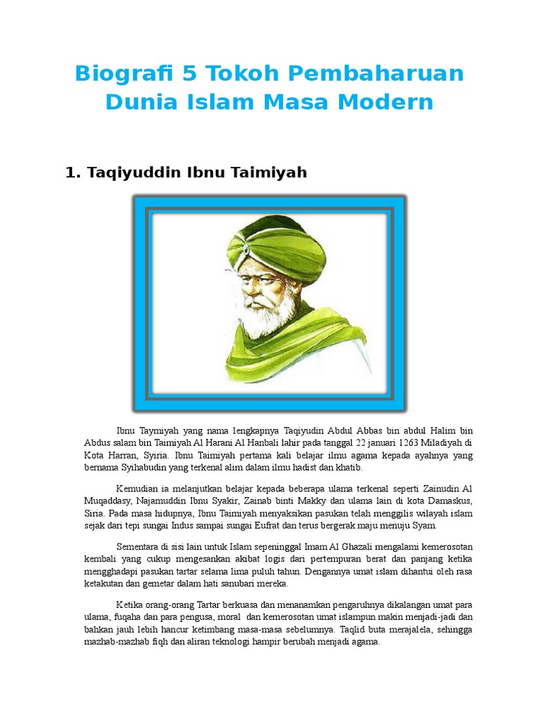 Biografi 5 Tokoh Pembaharuan Dunia Islam Masa Modern | PDF