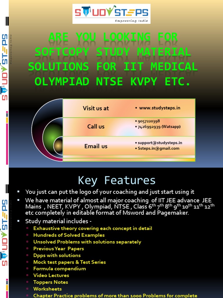 Softcopy Iitneet Kvpy Olympiad 6th 7th 8th 9th 10th Material Editable Softcopy of Bansal ...