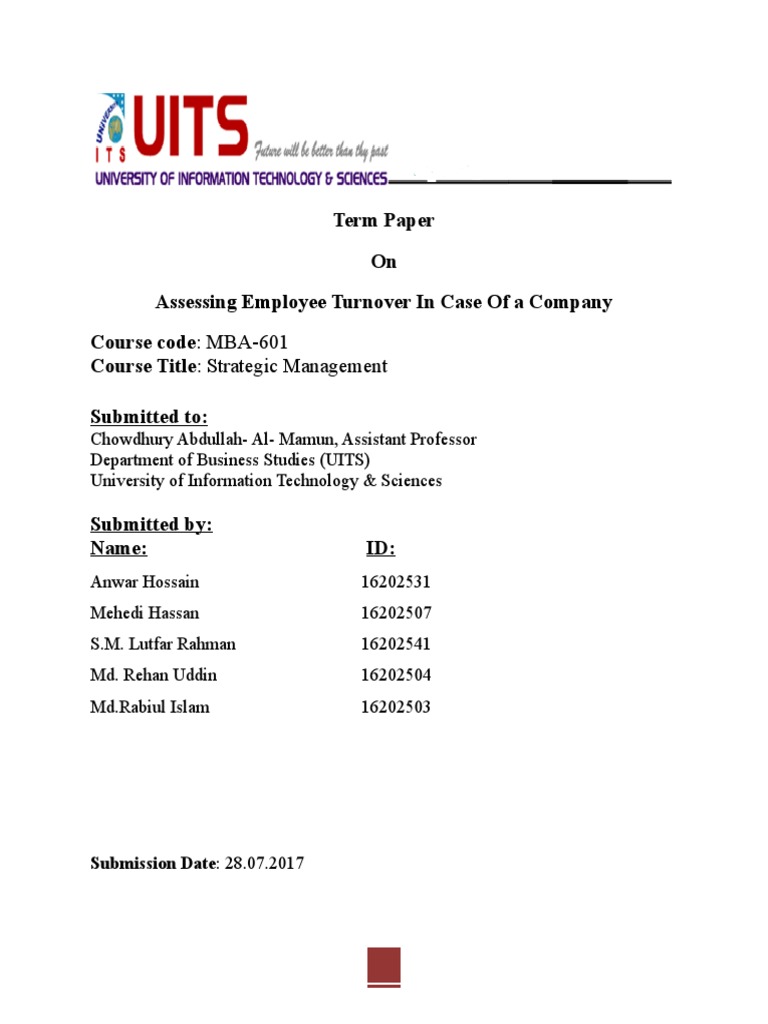 Assessing Employee Turnover in Case of A Company | PDF | Employee ...