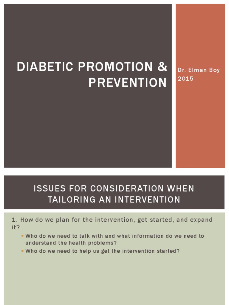 Diabetic Promotion & Prevention: Dr. Elman Boy 2015 | PDF | Chronic ...