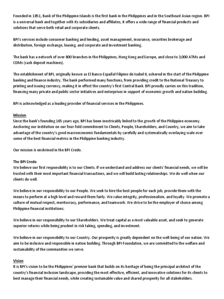 All About BPI | PDF | Banks | Money