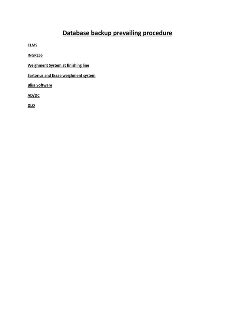 Database Backup Procedure | PDF