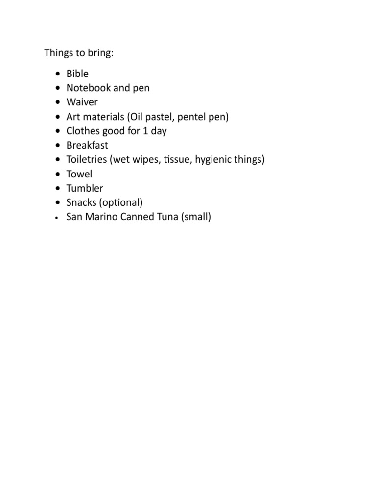 Essential Packing List for Day Trip | PDF