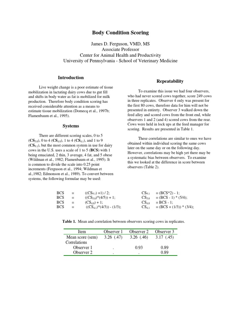 Body Condition Scoring in Dairy Cows | PDF | Dairy Cattle | Cattle