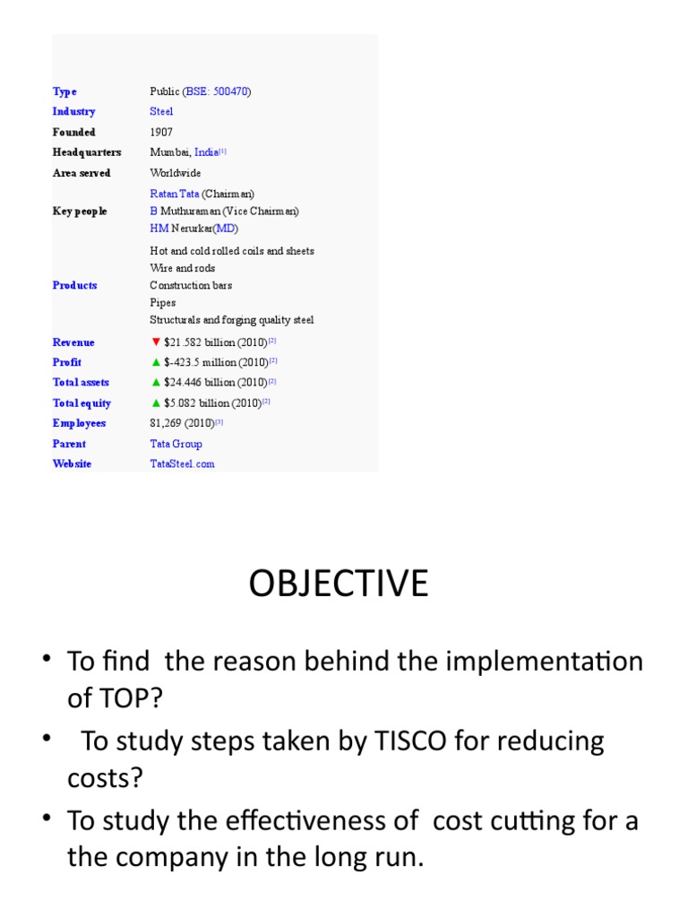 Presentation On Tisco | PDF