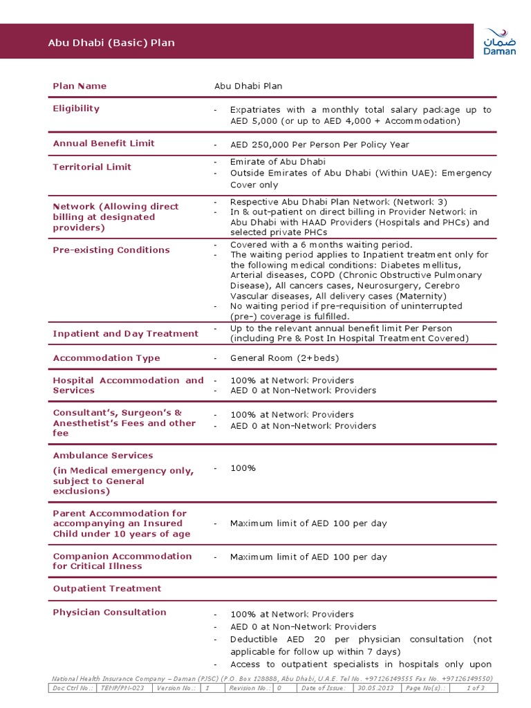 Abu Dhabi Basic Plan | PDF | Patient | United Arab Emirates