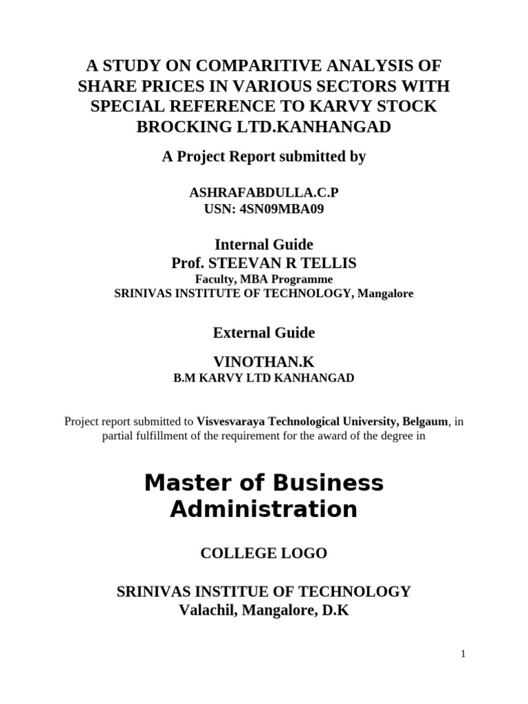 MBA FINANCE Project | PDF | Stock Market | Strategic Management