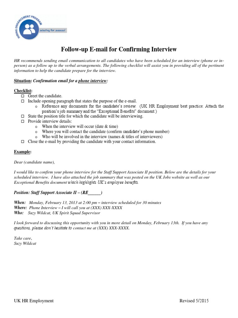 Interview Confirm Email | PDF | Interview | Employment