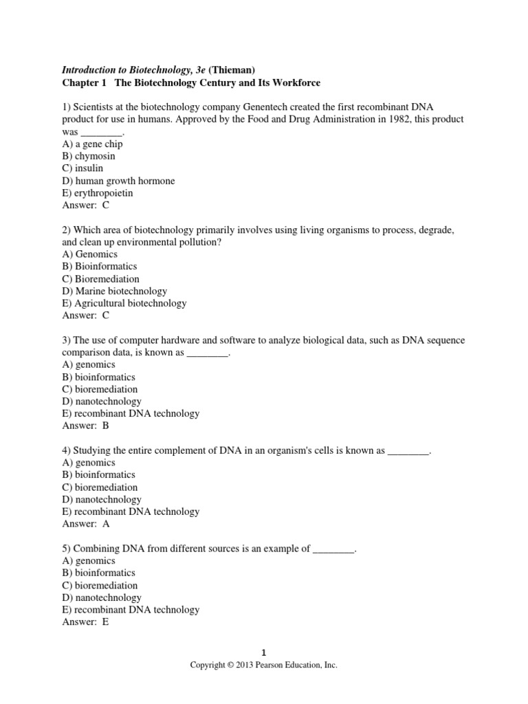 Recombinant Dna - Sample Test 1 | PDF | Genomics | Biotechnology