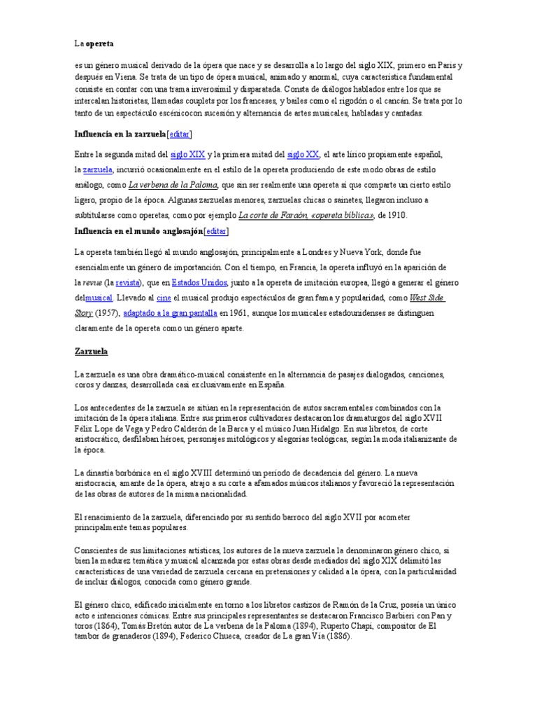 Historia y Evolución de la Opereta | PDF | Opereta | Música vocal
