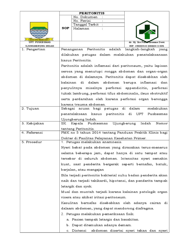 Sop Peritonitis | PDF