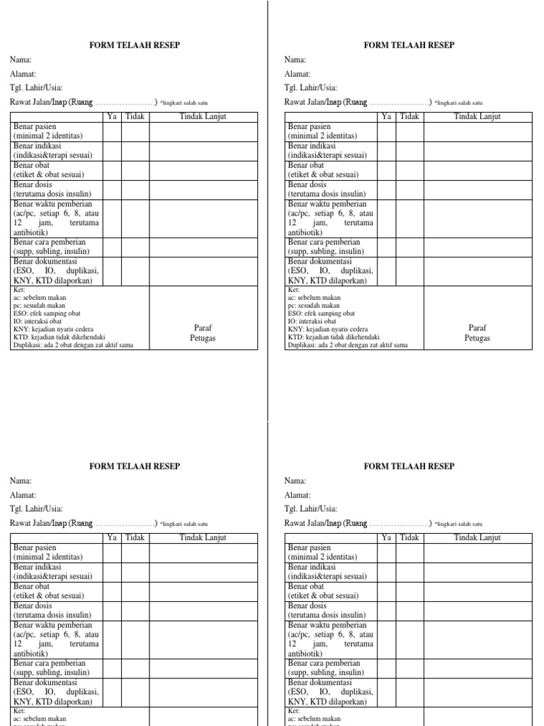 Form Telaah Resep | PDF