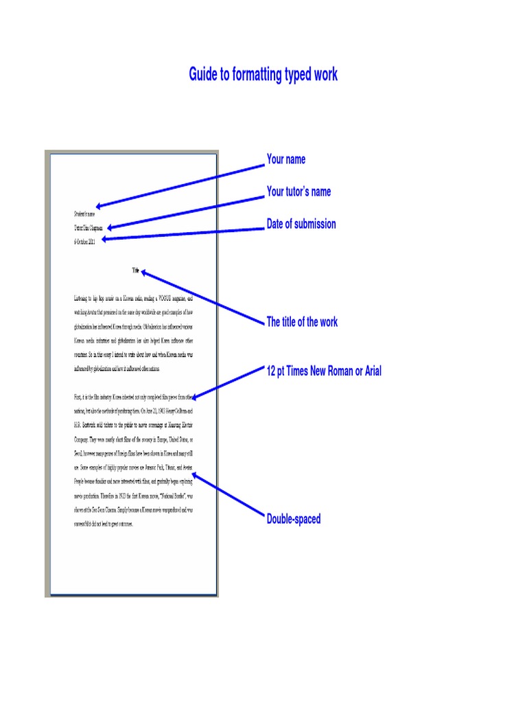 A Concise Guide to Proper Formatting for Typed Work: Font, Spacing, and ...