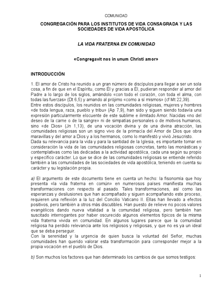 La Vida Fraterna en Comunidad | PDF | eucaristía | Iglesia Católica La Vida Fraterna en Comunidad | PDF | eucaristía | Iglesia Católica