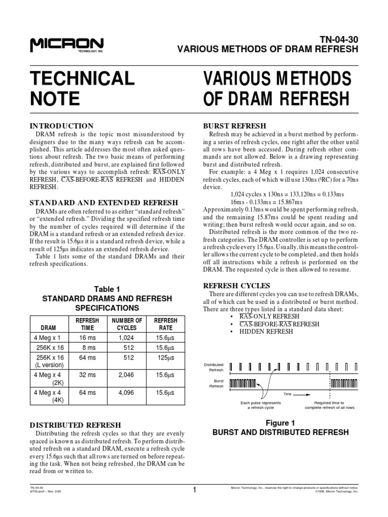Various Methods of Dram Refresh | PDF | Dynamic Random Access Memory ...