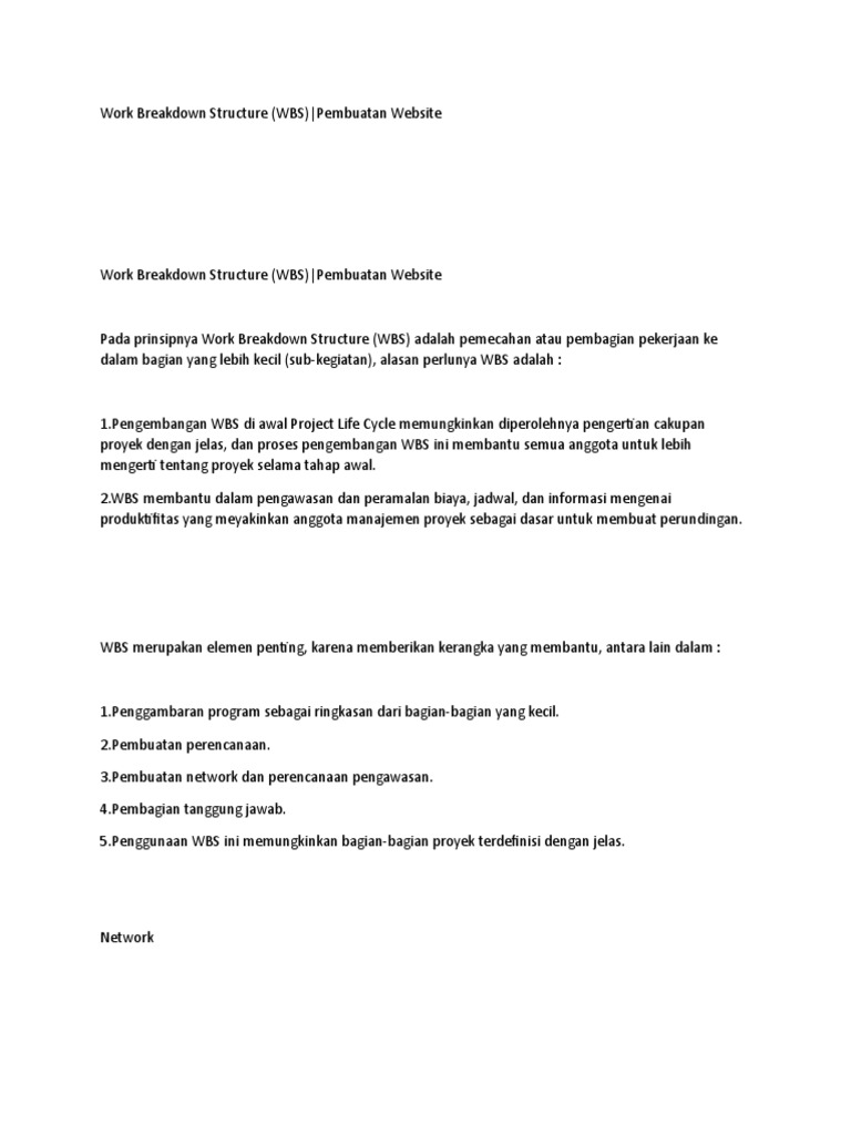 Work Breakdown Structure WBS | PDF | Komputer