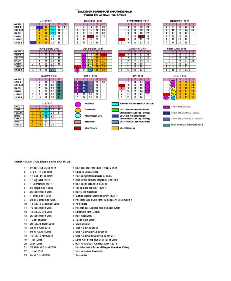 Kaldik SMA SMK SMALB - 2017 - 2018 | PDF