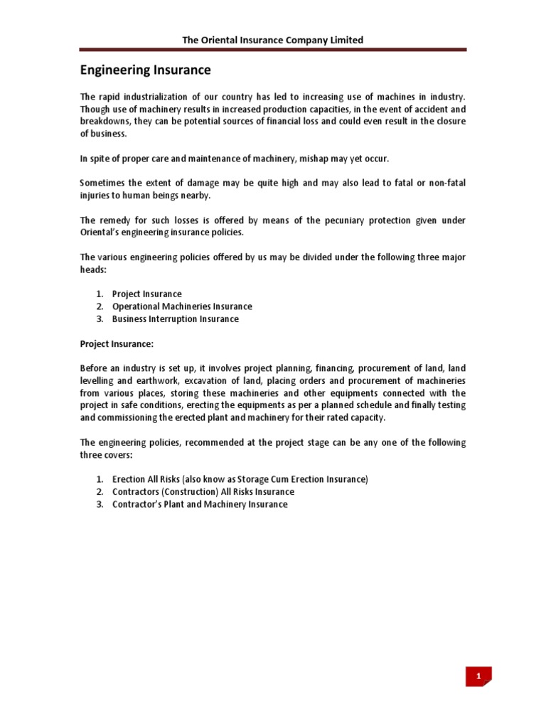 Engineering Insurance | PDF | Insurance | Engineering