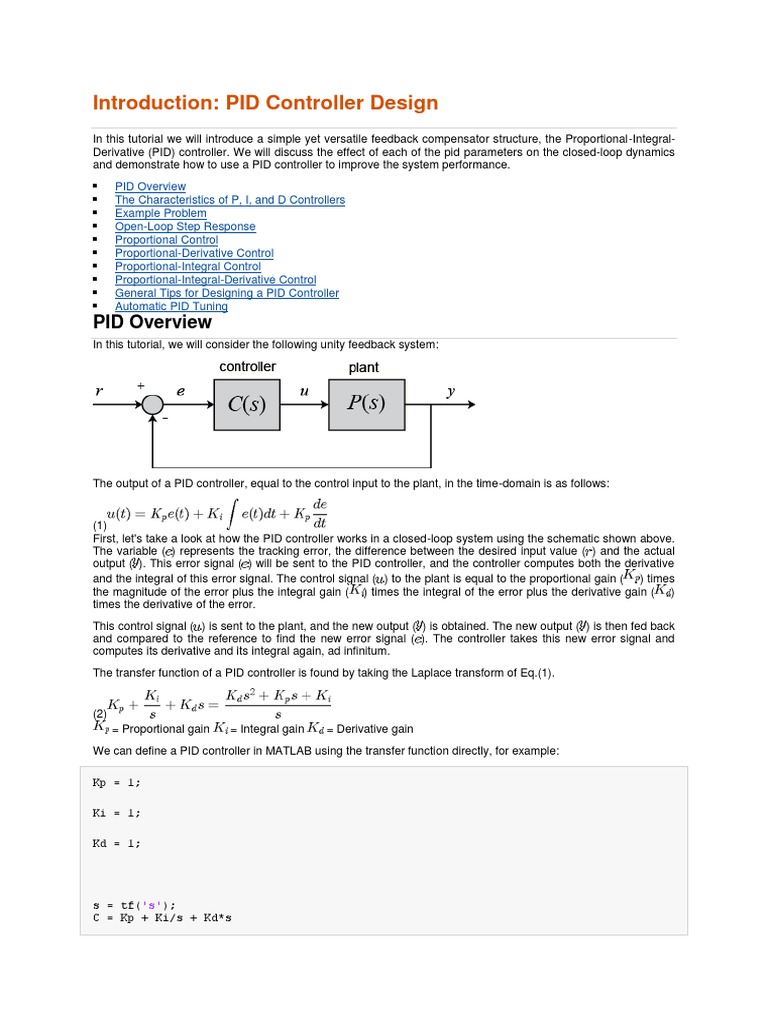 Introduction To PID | PDF | Control Theory | Algorithms