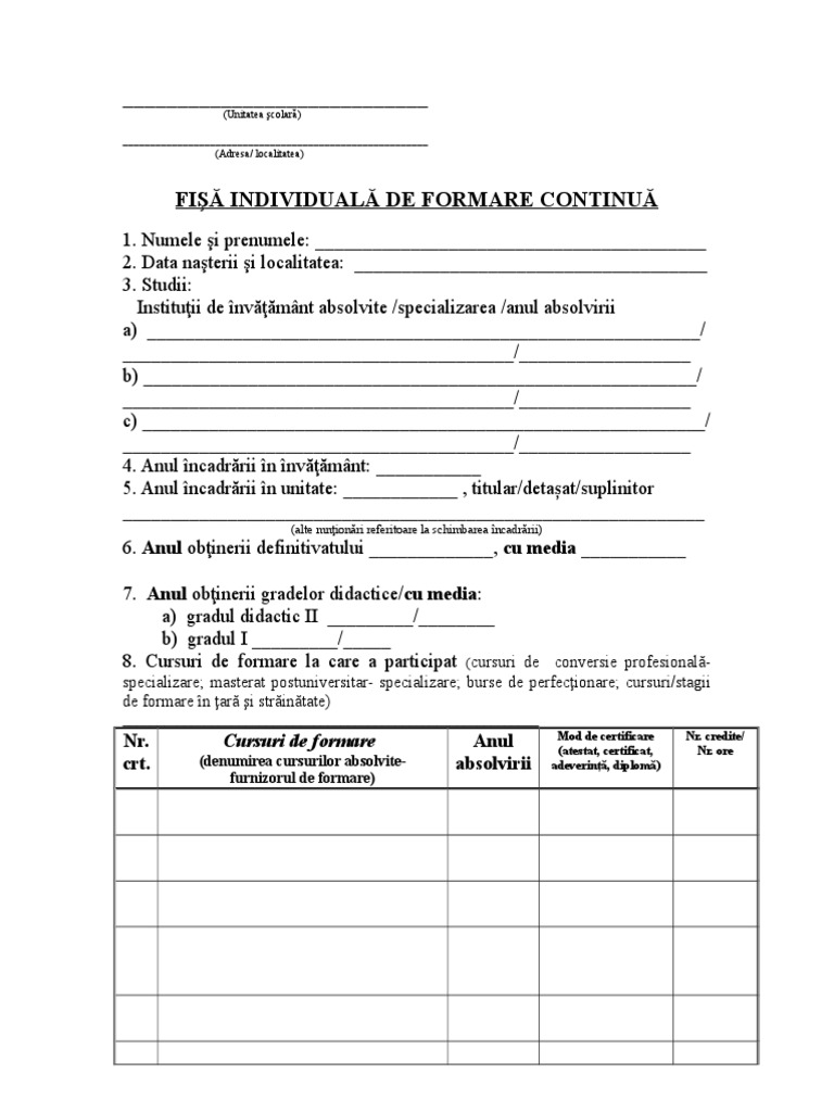 3. Fisa Individuala de Formare Continua