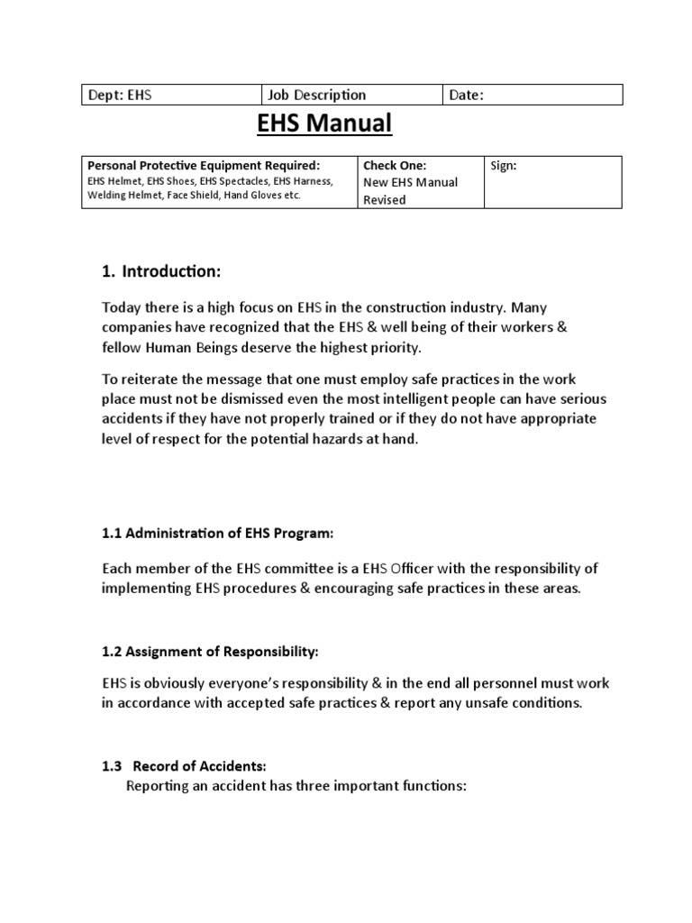 EHS Policies | PDF | Employment | Business