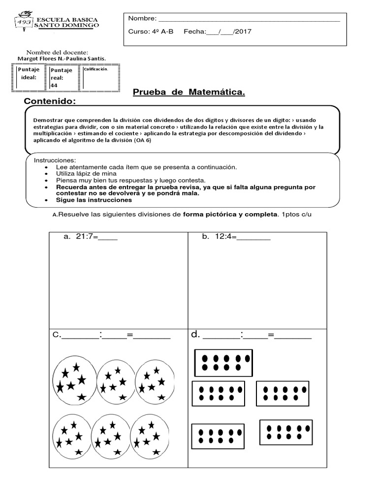 Prueba de Division Buena | División (Matemáticas) | Aritmética