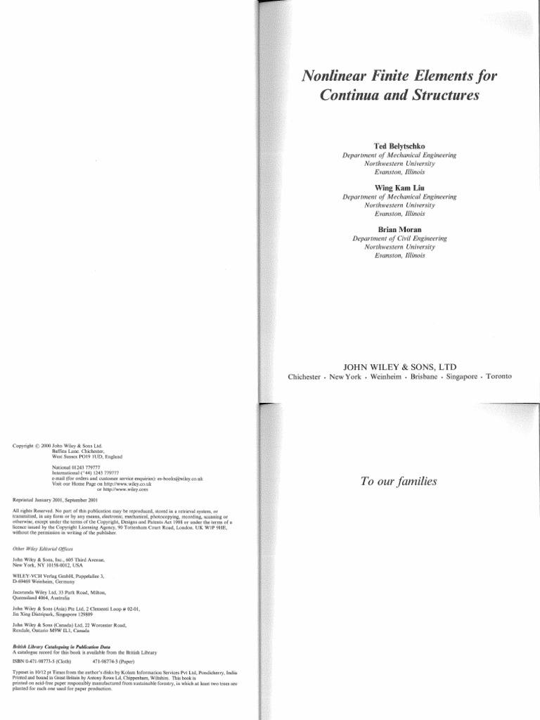 Nonlinear Finite Elements For Continua and Structures by Liu | PDF | Teaching Mathematics