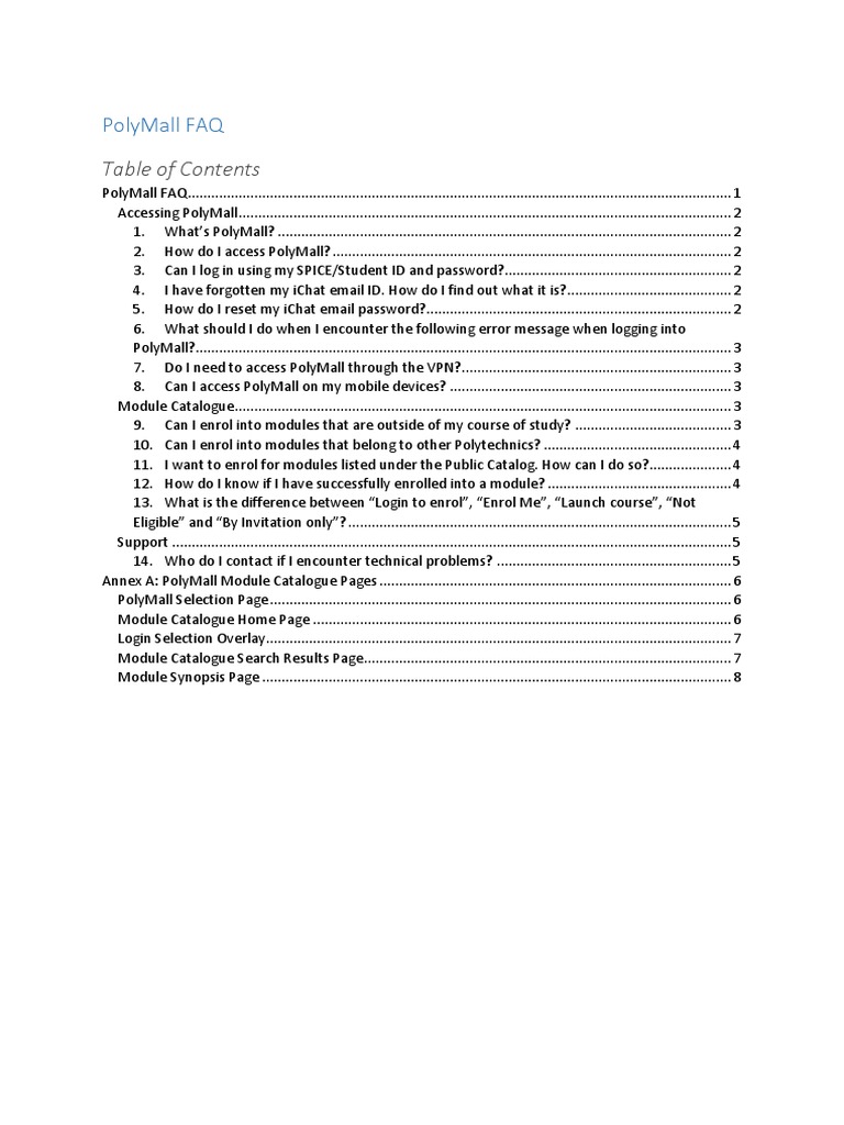 PolyMall FAQ v1.1 (Published) | PDF | Login | Password