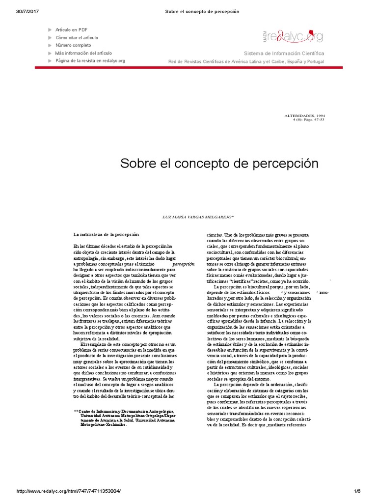 Sobre El Concepto de Percepción | PDF | Percepción | Sociedad