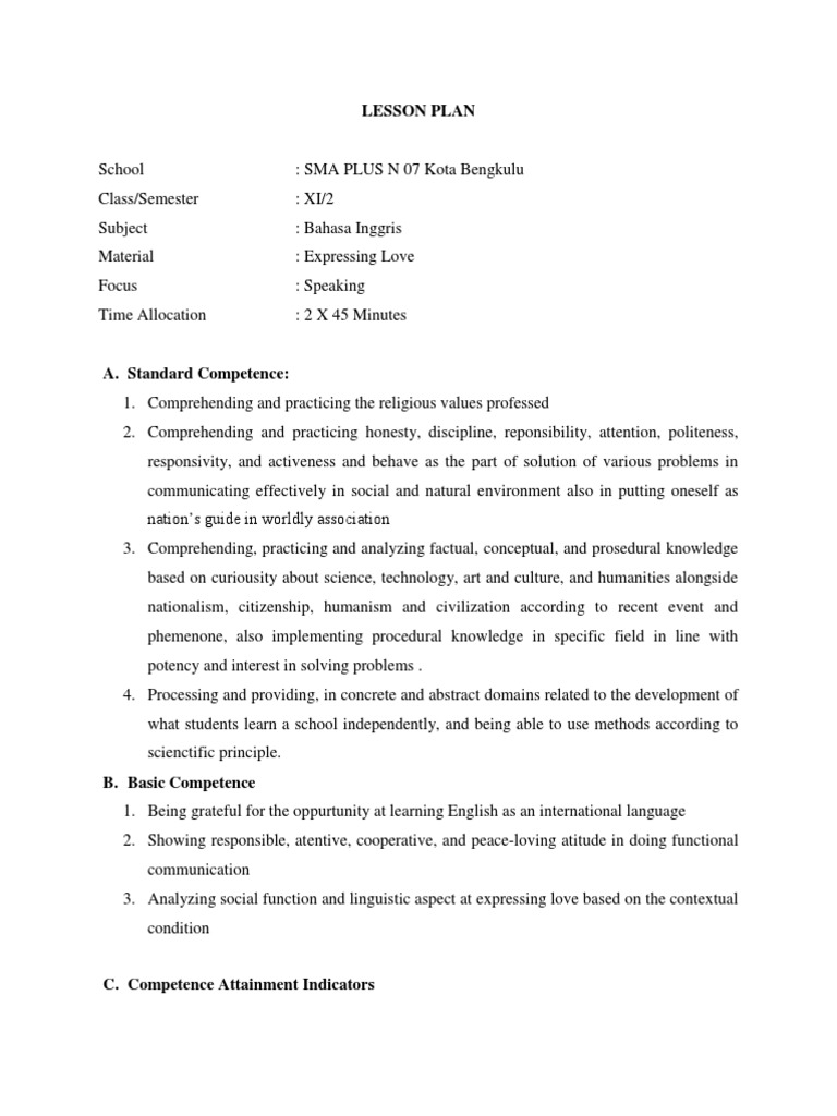 Expressing Love RPP | PDF | Idiom | Lesson Plan