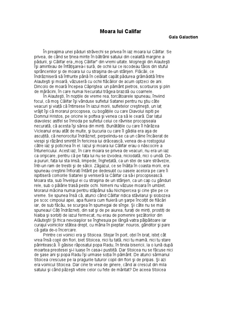 Moara Lui Califar PDF | PDF