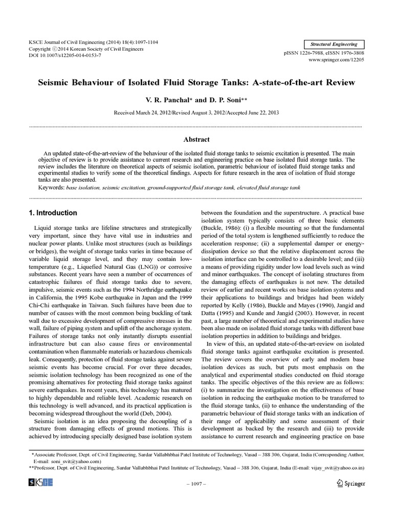 Panchal - Seismic Behaviour of Isolated Fluid Storage Tanks - A-state ...