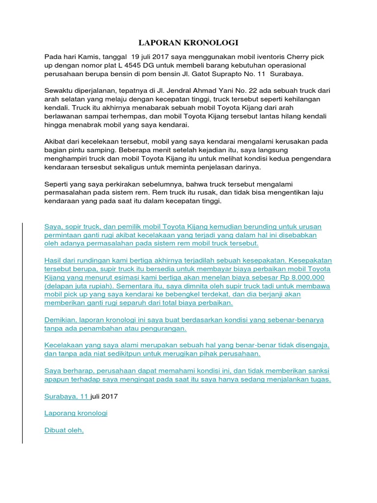 Laporan Kronologi | PDF