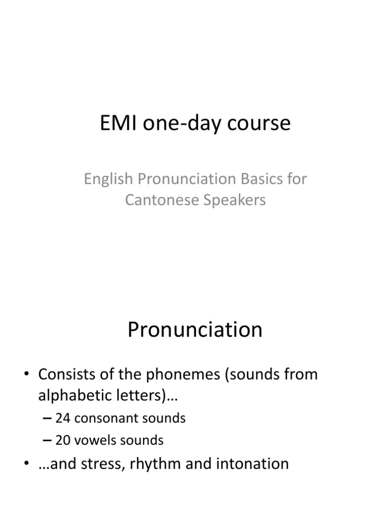 English Pronunciation for Cantonese Speakers | PDF | Stress ...