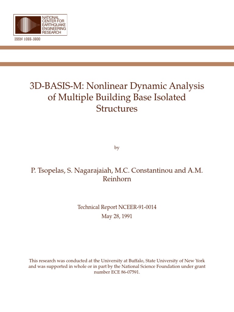 3d Basis M Nonlinear Dynamic Analysis Of Multiple Building Base Isolated By Tsopelas Pdf
