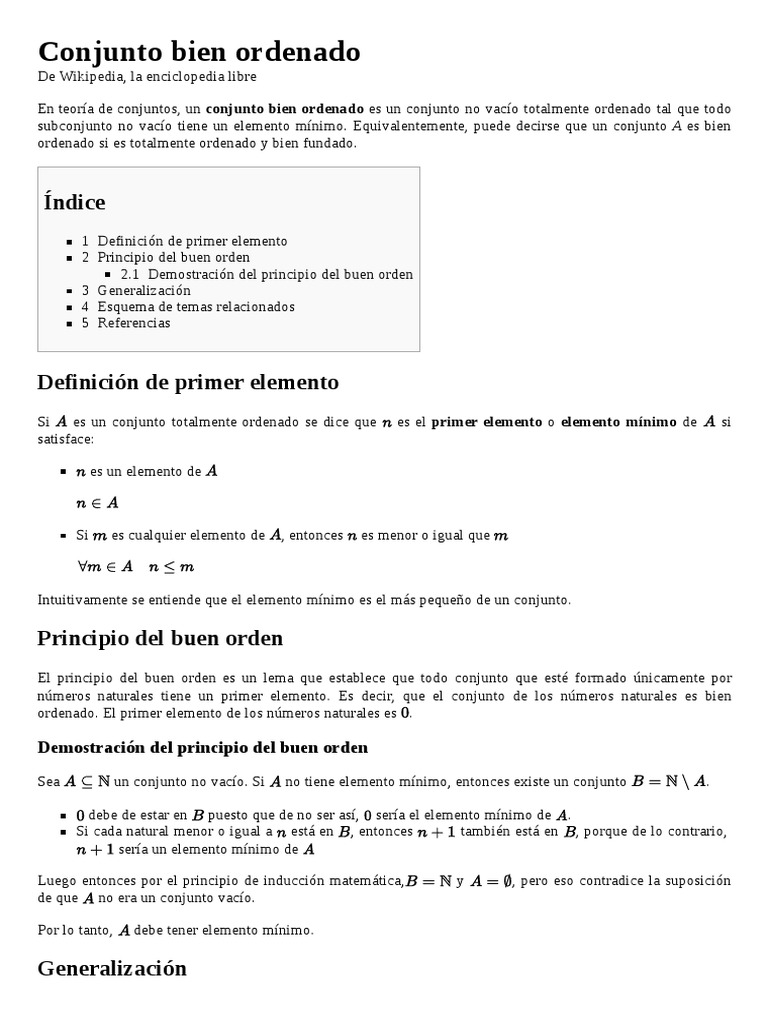 Conjunto Bien Ordenado | PDF | Conjunto (Matemáticas) | Número natural