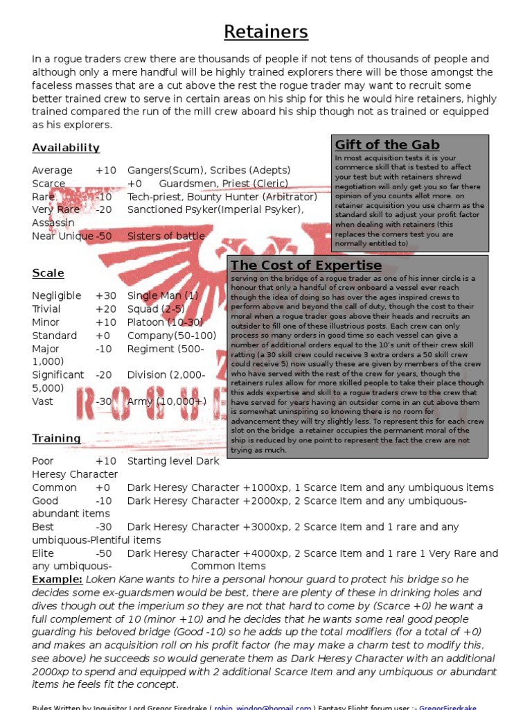 Rogue Trader Retainer Rules | PDF | Leisure