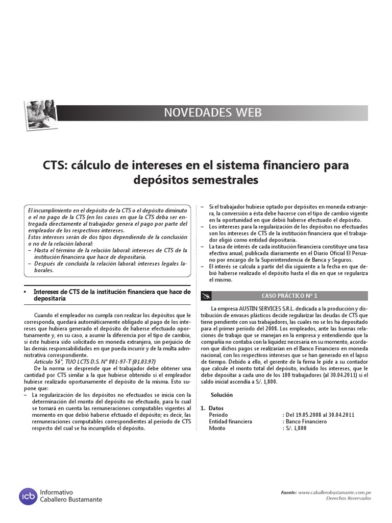 CTS Cálculo de Intereses en El Sistema Financiero para PDF | Download ...